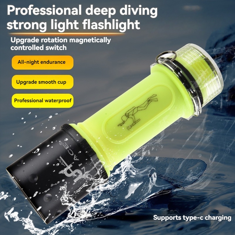 diving flashlight Type-C charging, battery level indicator, magnetic ...