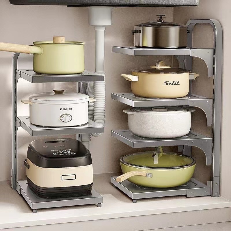 Kitchen rack Kitchen Pan Organizer 2-4 layer Pot Rack Adjustable ...