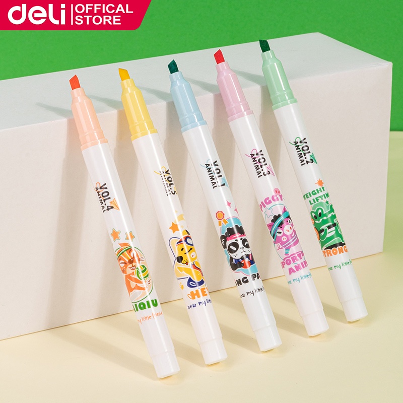 Deli Highlighter Set 6 Colors Highlighter Marker Pen Macaron Press ...