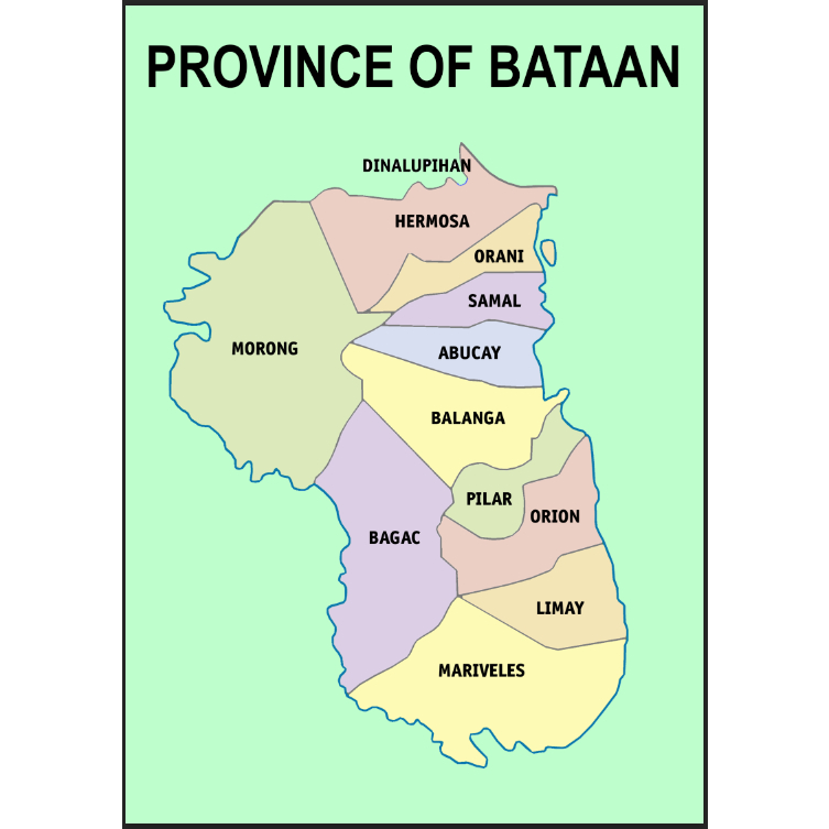 Bataan Province Map Waterproof A4 Laminated Chart | Shopee Philippines