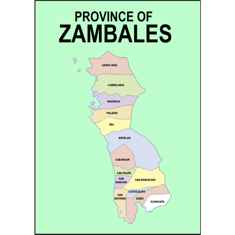 Zambales Province Map Waterproof A4 Laminated Chart | Shopee Philippines