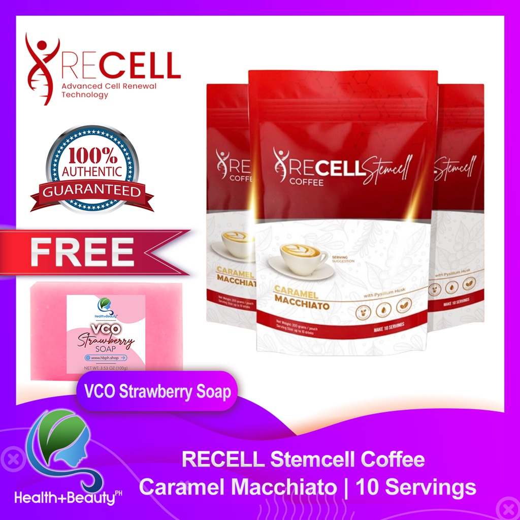 Recell Stemcell Coffee Caramel Macchiato 200g Makes 10 Servings (FREE VCO Soap) | Shopee Philippines