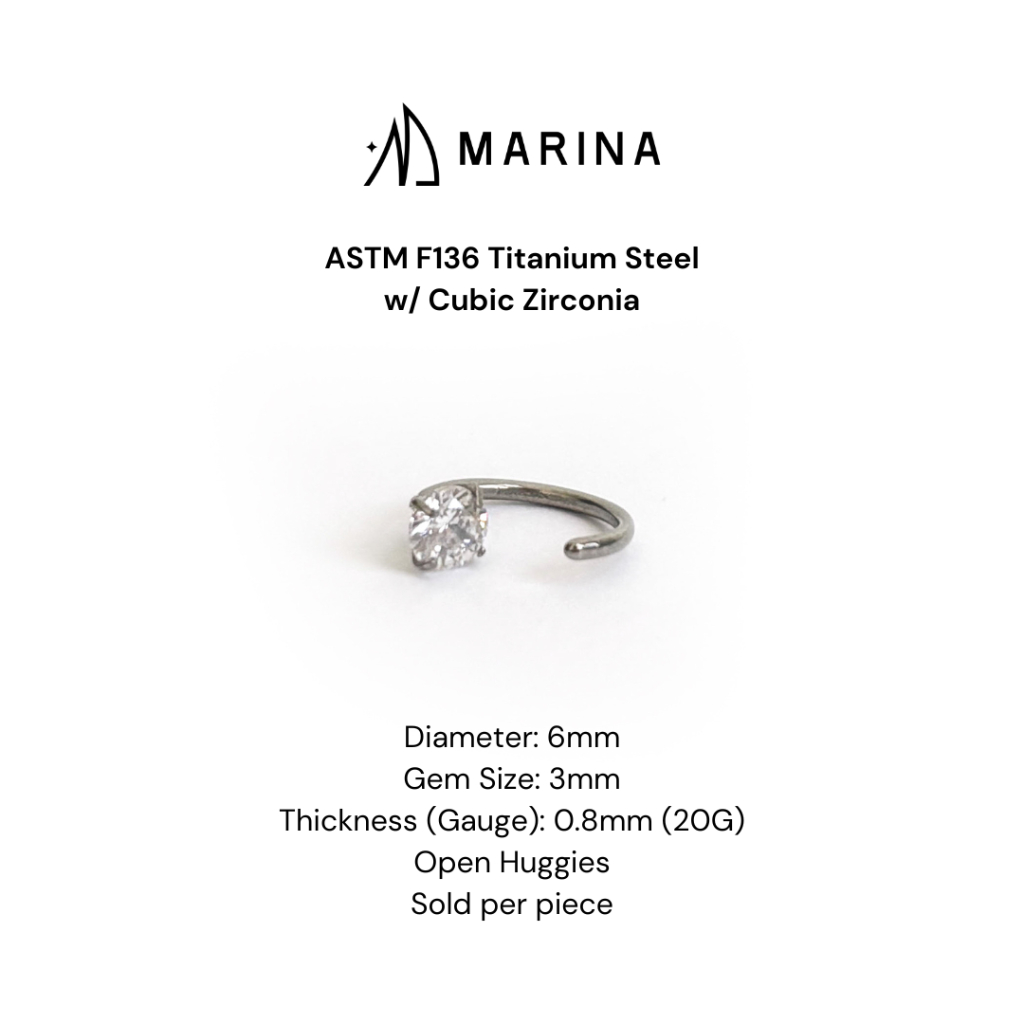 Classic Open Huggies ASTM F136 Titanium Hoop Earring 20G | Shopee ...