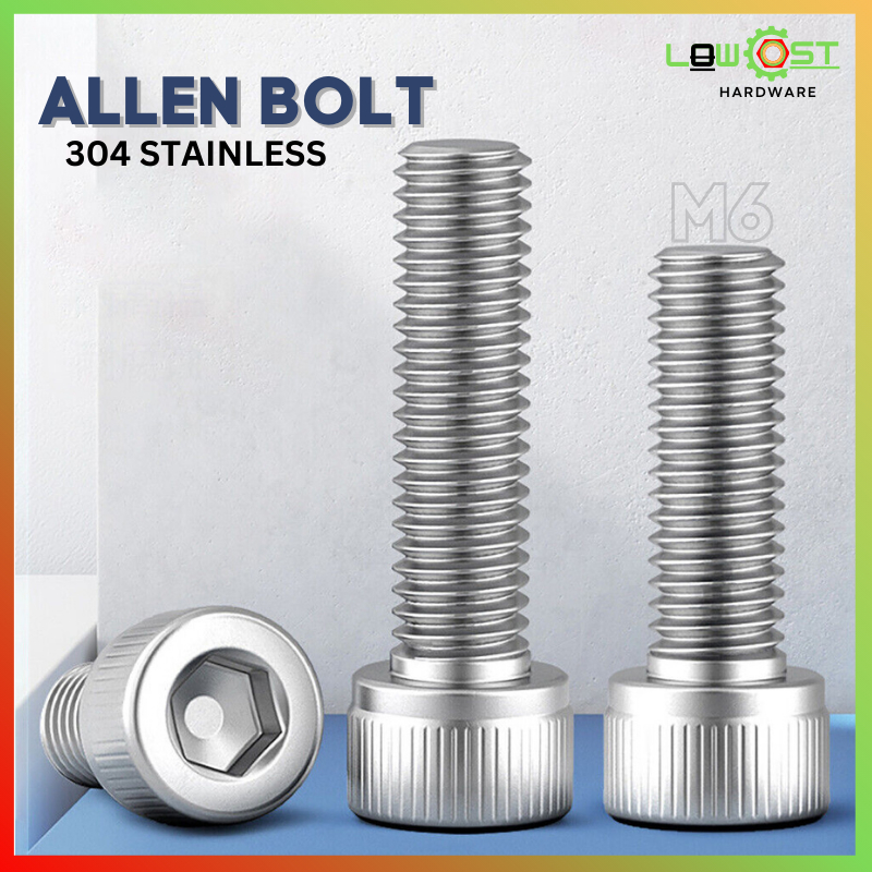 M6 Allen Bolt 304 Stainless Steel Full Thread and Half Thread Capscrew ...
