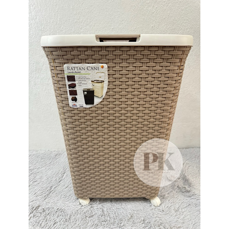 #1200 Rattan Cane Laundry Basket with Wheels | Shopee Philippines