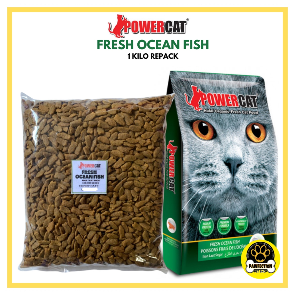 Powercat FRESH OCEAN FISH Adult Cat Food 1 KG REPACKED ~ GREEN | Shopee ...