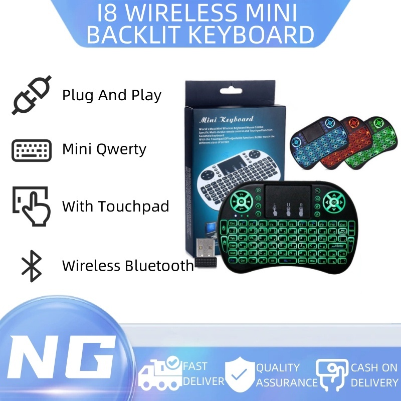 NG MALL i8 Wireless Mini Keyboard 2.4GHz 3-color Backlight Bluetooth ...