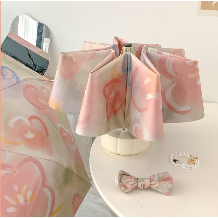 Pink tulip flower umbrella Portable folding automatic umbrella Outdoor ...