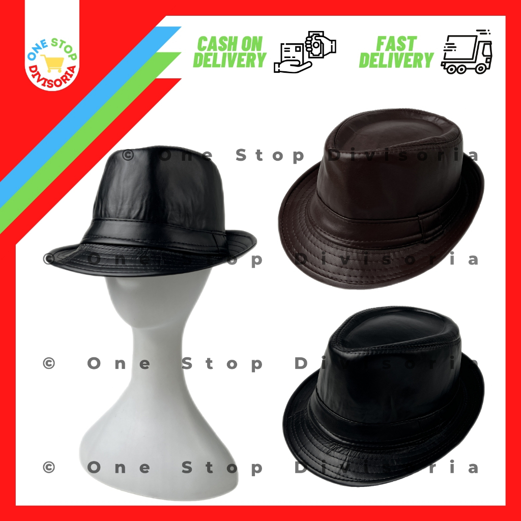 [Safe Packaging + BOX] Leather | Classic 90s Vintage Bruno Mars Fedora ...