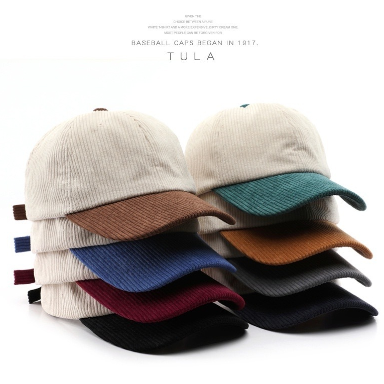 Corduroy 2 Tone Plain Unisex OOTD Baseball Cap Can be Used for ...