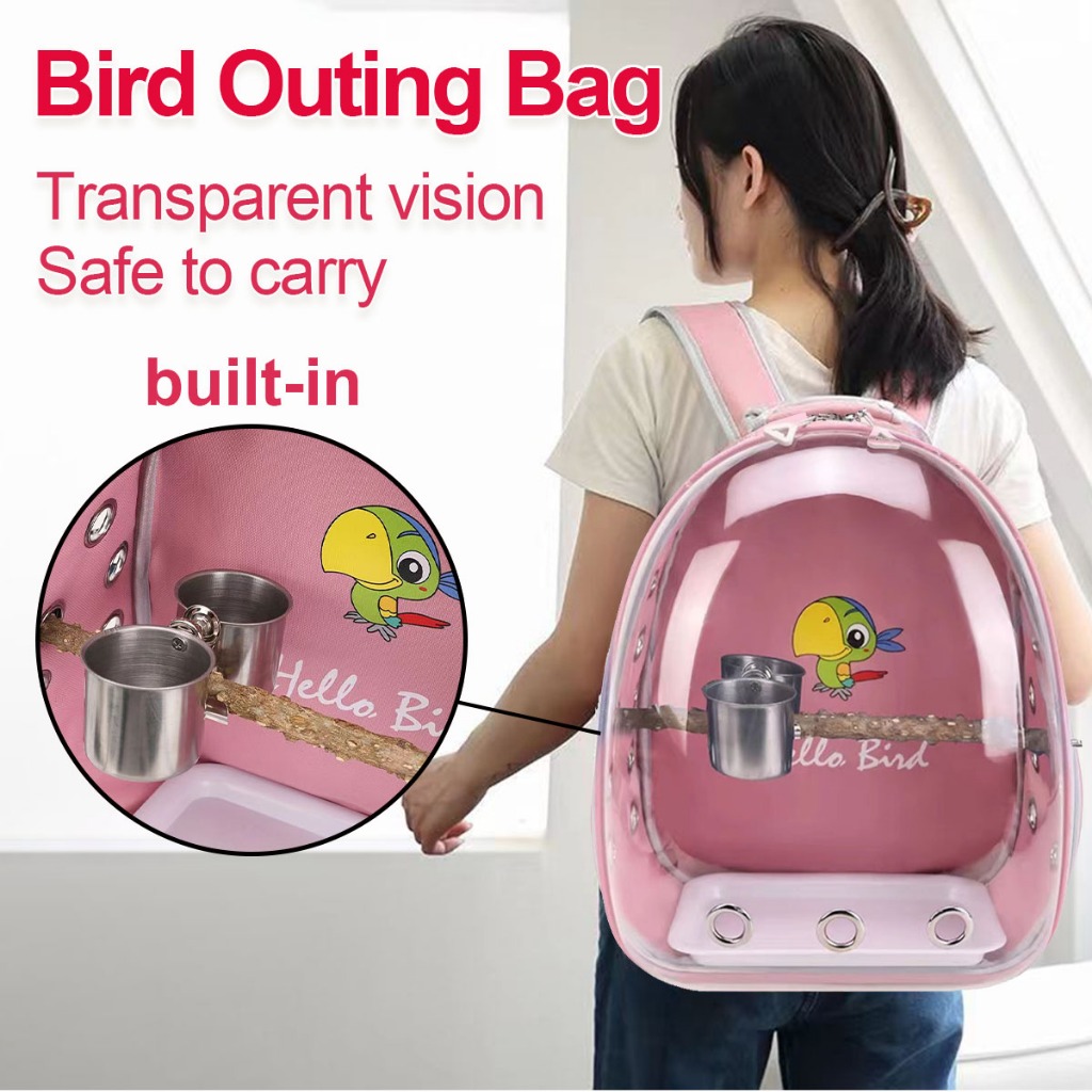 Transparent Portable Bird Bag Parrot Outing Backpack Takeaway Cage ...