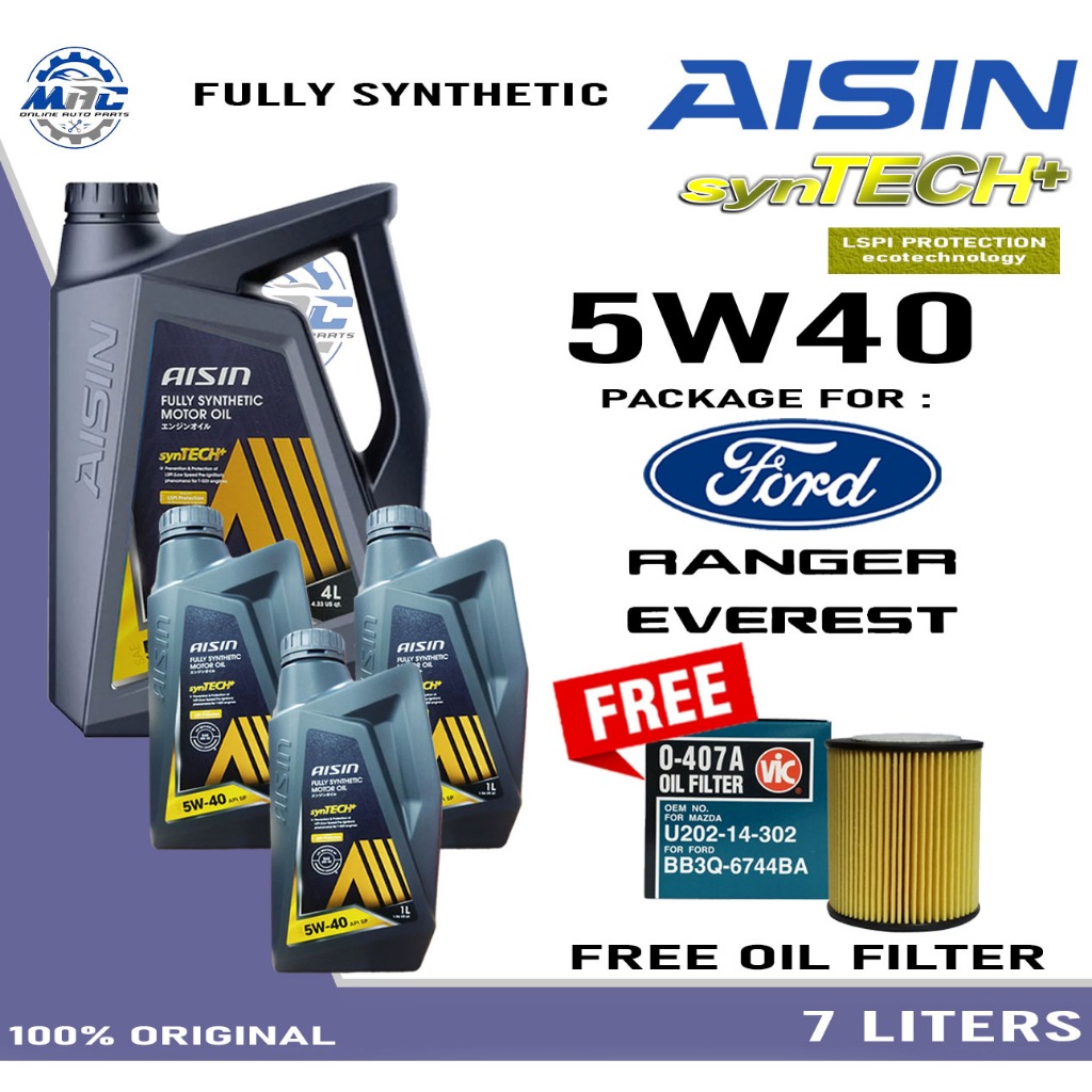 AISIN Fully Synthetic 5W-40 7 LITERS ENGINE OIL PACKAGE FORD EVEREST ...