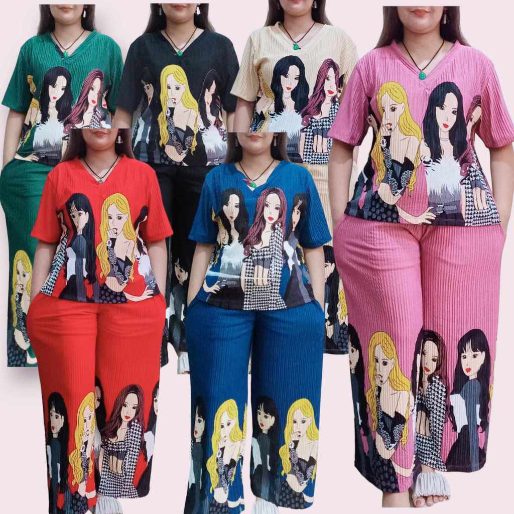 Marivic BKK Senepa Plussize Squarepants Terno Coords Vneck and Roundeck ...