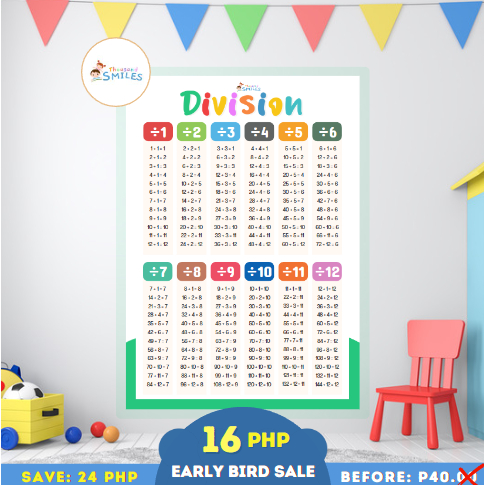 Thousand Smiles Division Table Chart for Kids Mathematics Laminated A4 ...
