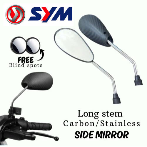 SYM Bonus X Motorcycle CARBON Side mirror Long Stem Stainless 110mm ...