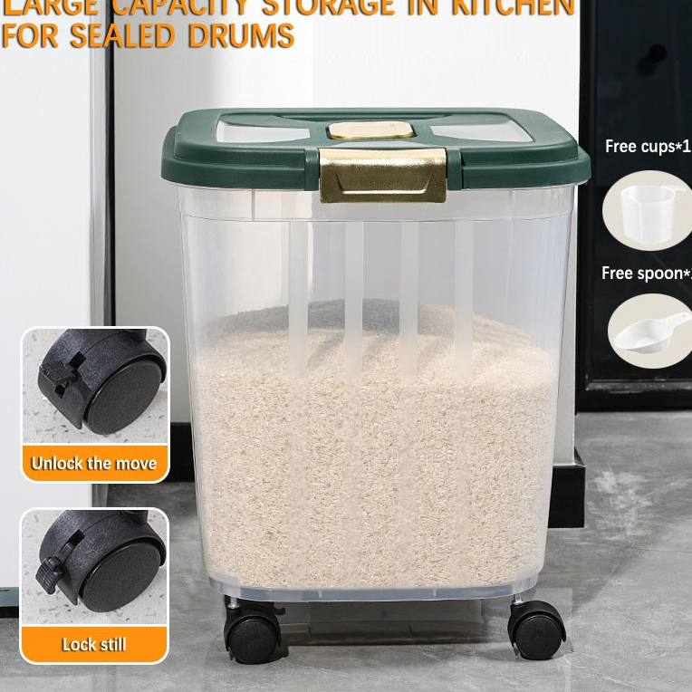 Wheeled rice storage barrel sealed storage barrel household large ...