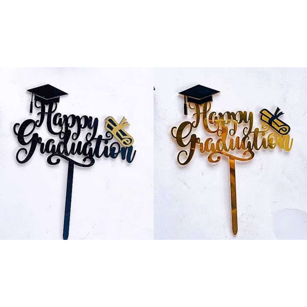Congrats Grad Hat Happy Graduation acrylic cake topper baking props ...