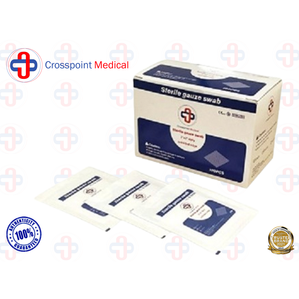 Crosspoint Sterile Gauze Swab 2x2'' 8ply 10pcs/packs 40's 20x12 mesh 2 ...