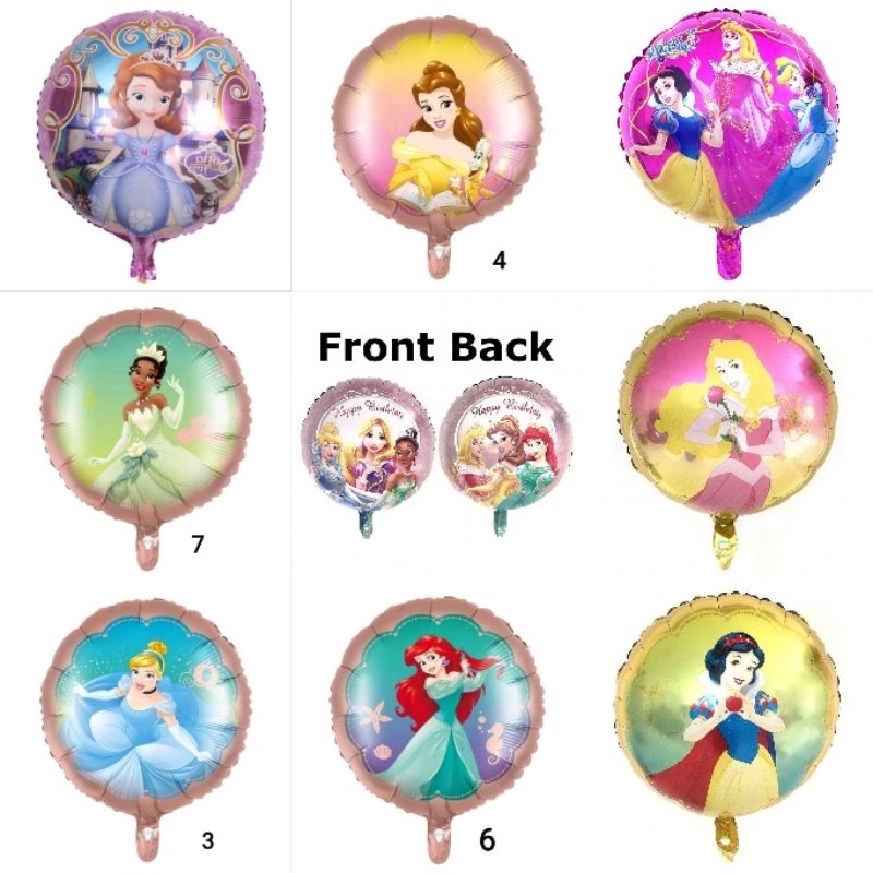 6pcs Disney Princess Foil Balloons 18" Cinderella Belle Ariel Tiana ...