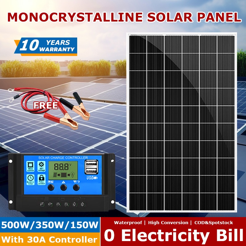 Solar Panel 500w 350w 150w Monocrystalline Silicon Band 30A Controller ...