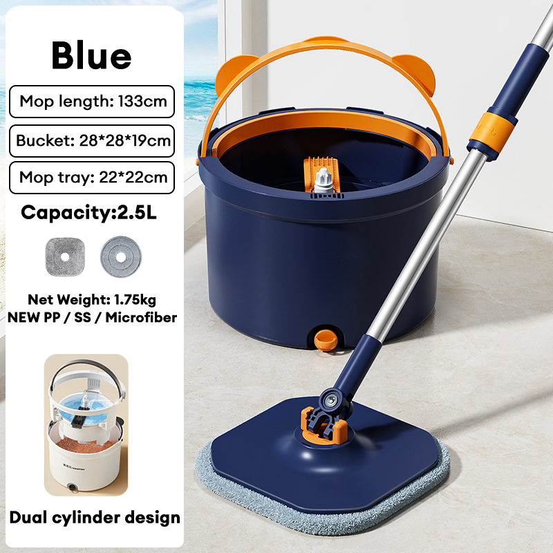 Spin Mop Clean Sewage Separation Mop With Bucket 360 Wet Dry Rotatable For Floor Clean | Shopee ...