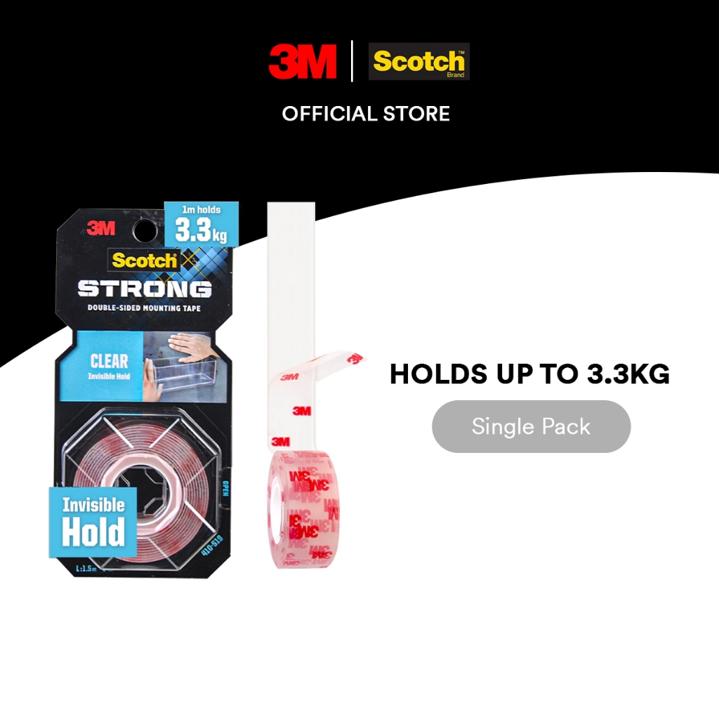 3M™ Scotch® Clear Double Sided Mounting Tape, Holds Up to 3.3kg, 1pc/pack, 19mm x 1.5m | Shopee ...