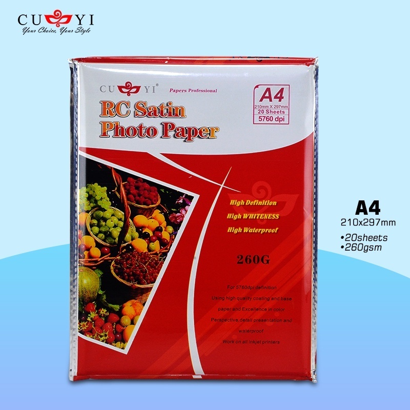 Cuyi Rc Satin Photo Paper All Size ( A3 / A4 / 5R / 4R / 3R ) 20Sheets ...