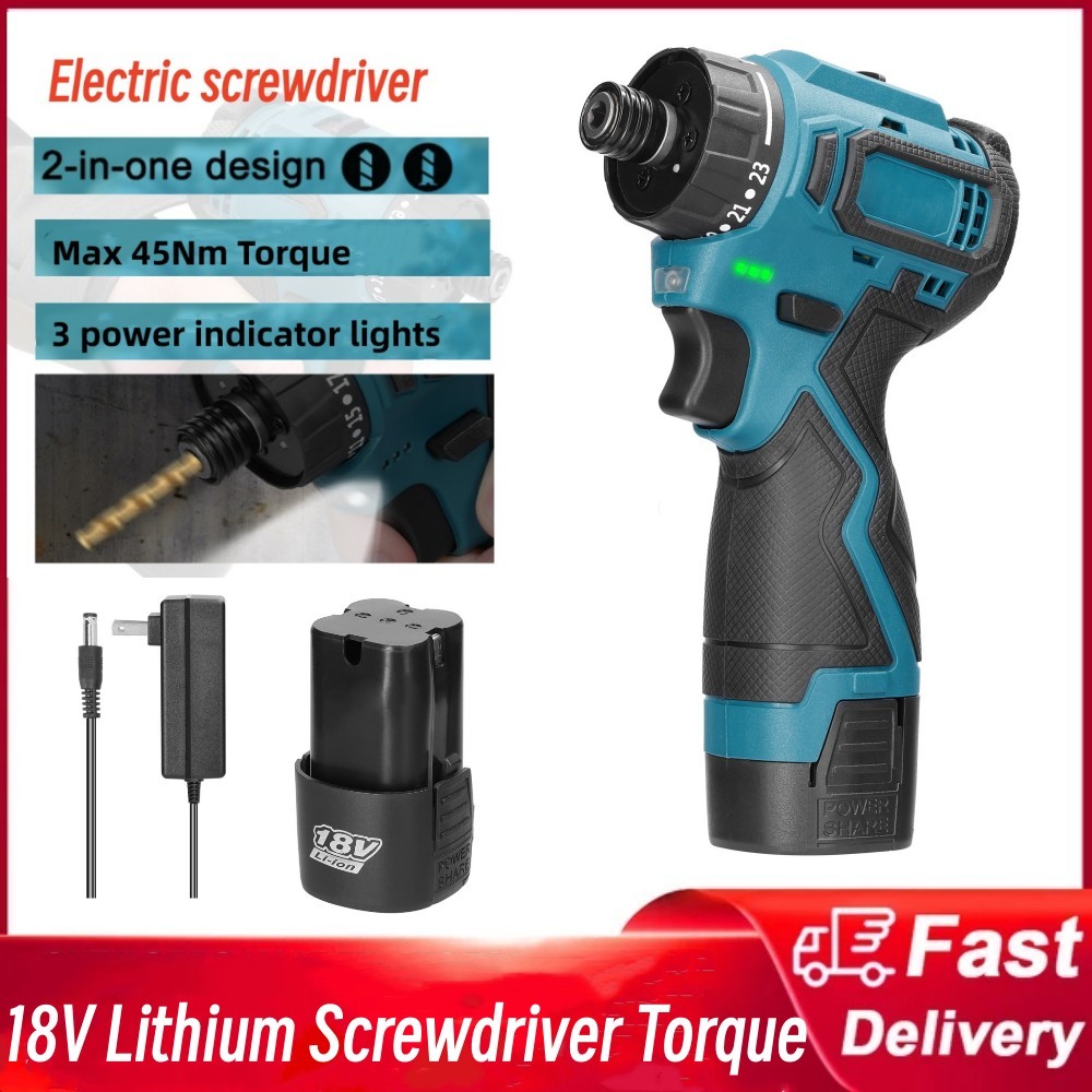 Ready Stock 18V Lithium Screwdriver Torque Adjustable 2 Speed Brushless ...