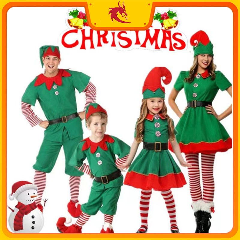 Christmas Elves Elf Green Costume Christmas Costume Set Parent Child ...