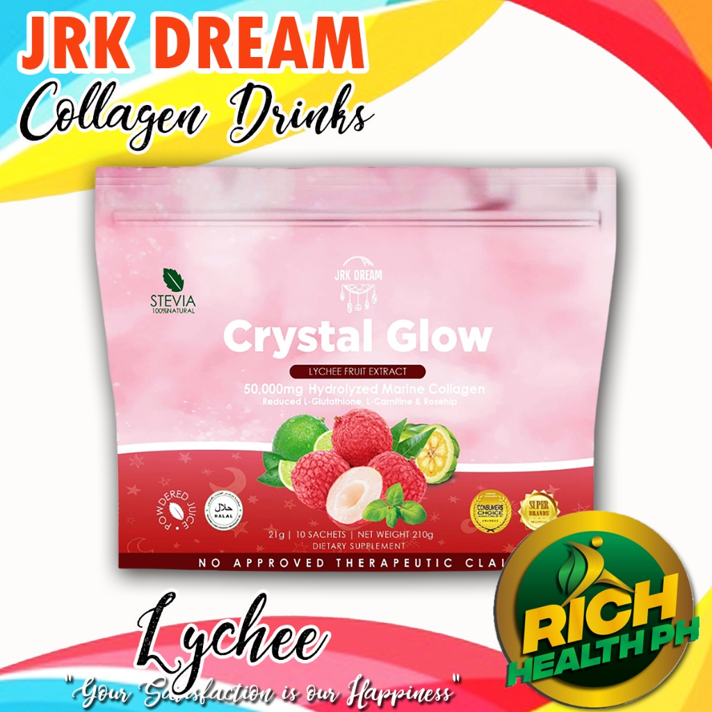 Crystal Glow Collagen Drink 50,000mg Lychee Fruit Extract 10sachets by ...