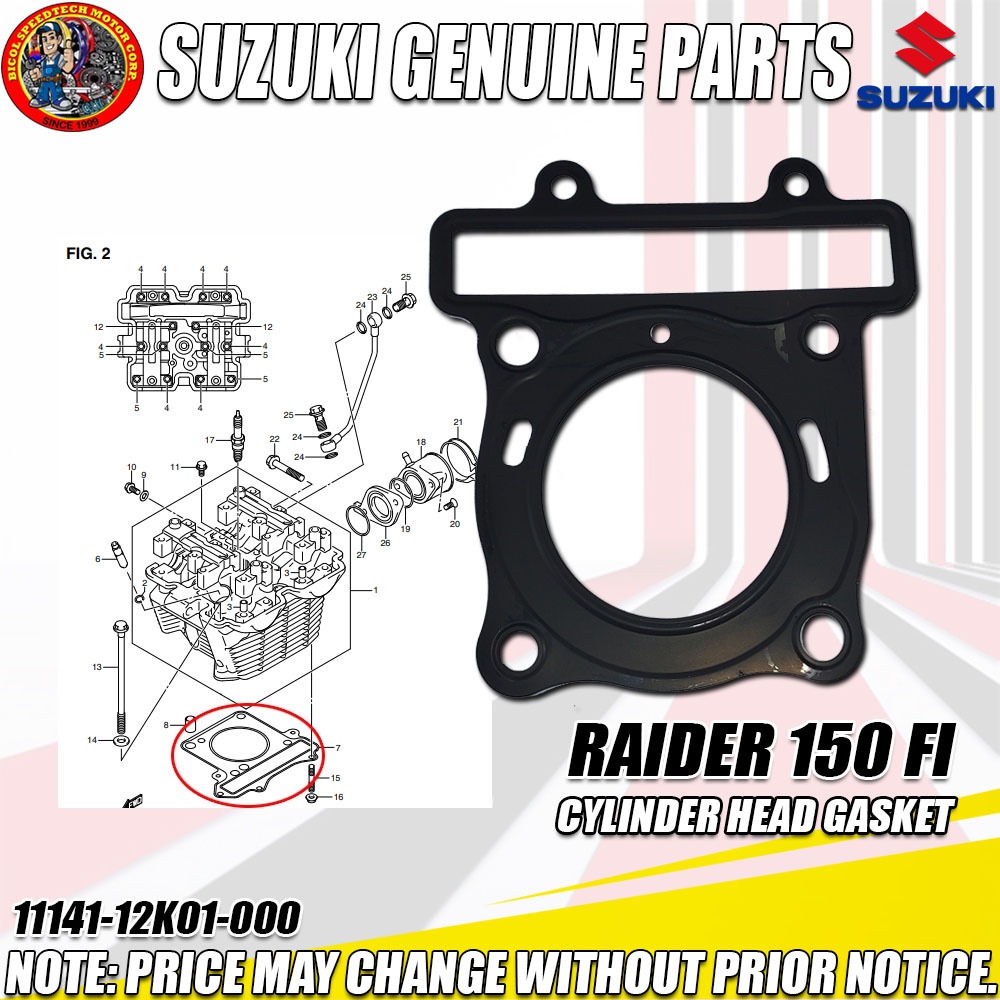 RAIDER 150 FI CYLINDER HEAD GASKET (SGP) (Genuine: 11141-12K00-000/ ...