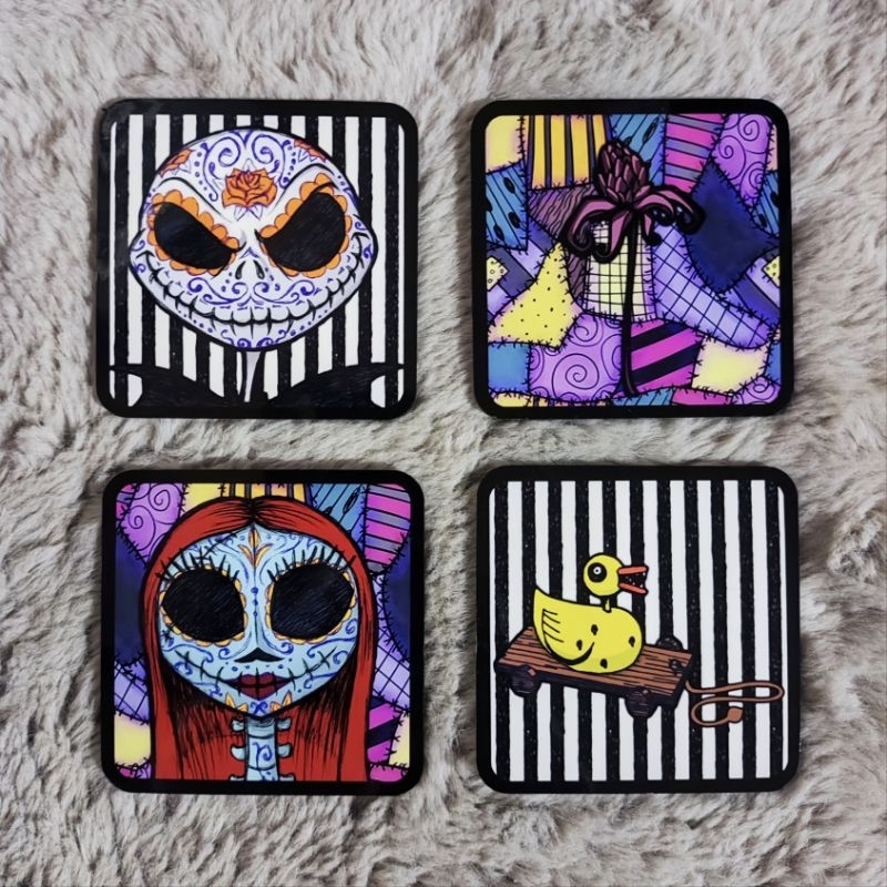 Nightmare Before Christmas Coasters [4 PIECES] | Wood Coasters, Jack ...