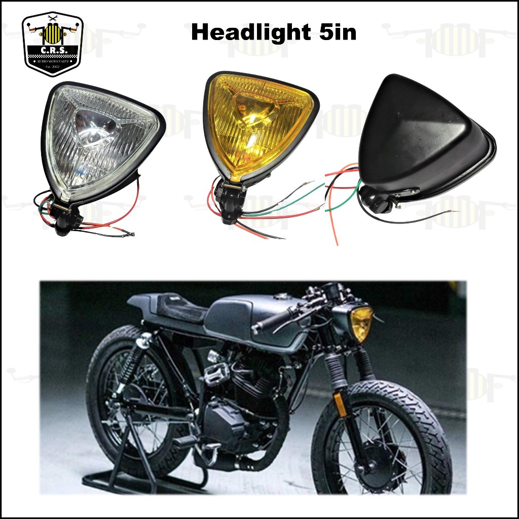 Triangle Headlight-12V-Bobber-Chopeer-Cafe racer and Scrambler parts ...
