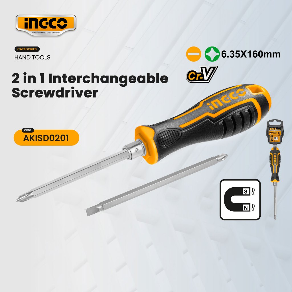 Ingco 2-in-1 Interchangeable Screwdriver Set CR-V AKISD0201 IHT ...