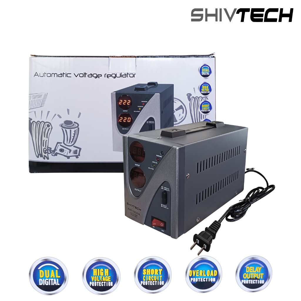 Shivtech AVR-1000VA with time delay and turbo (Digital) | Shopee ...