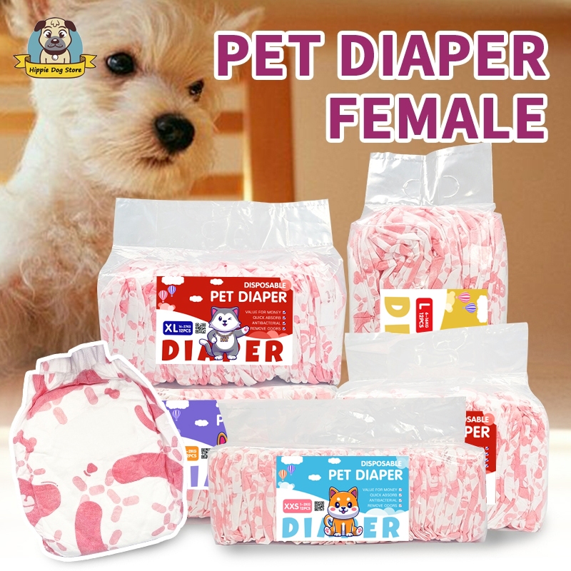 Pet Dog Diapers Disposable 12pcs/36pcs Female and Male Diapers XXS-XL ...