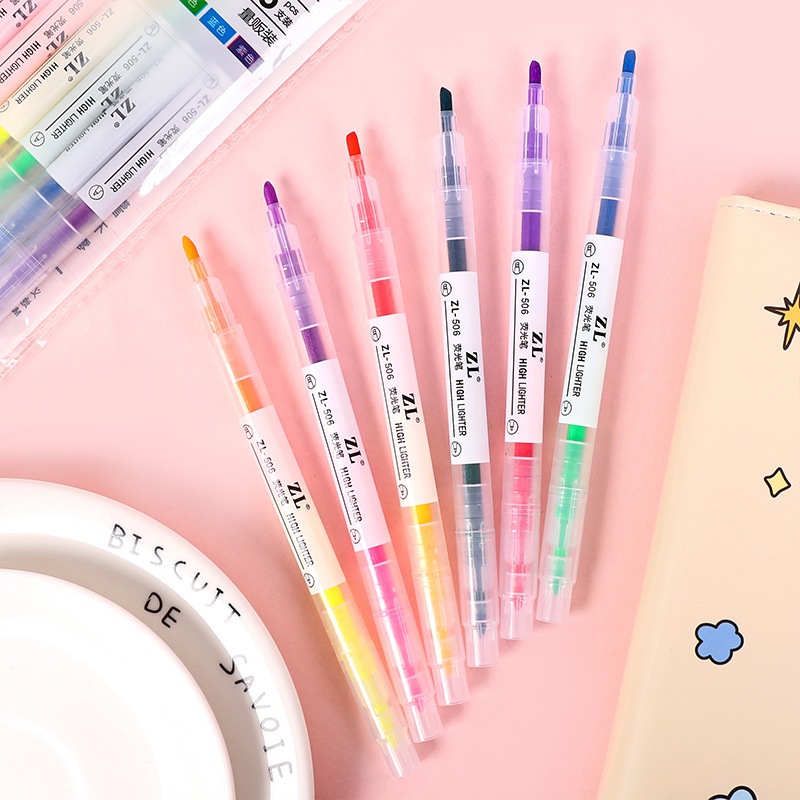 Oumi Highlighter 6Pcs/12 Colors 6 in 1 Chosch Double head Twinpen ...