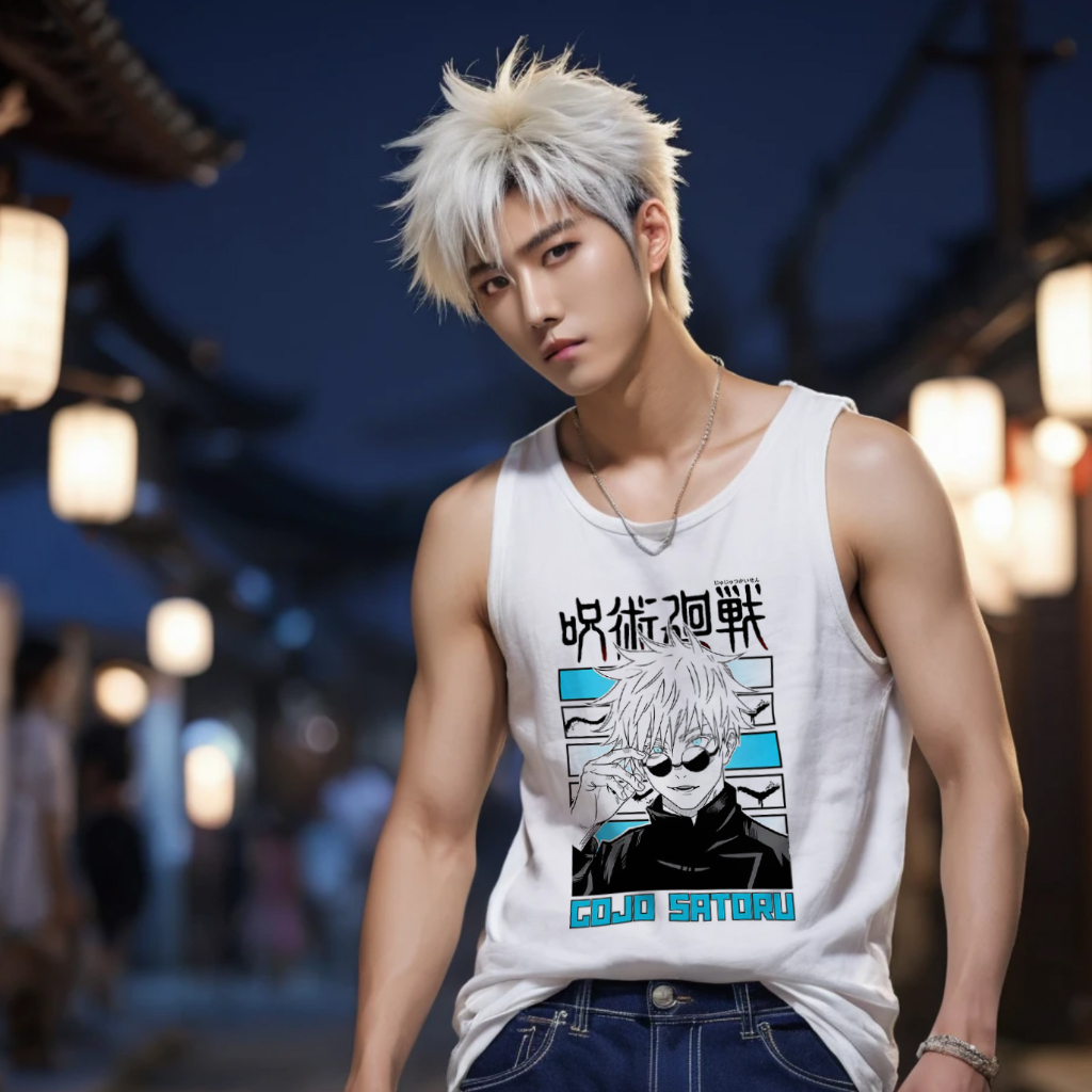 White TankTOP Anime Slamdunk Gojo Zoro Sublimation Print Sando | Shopee ...