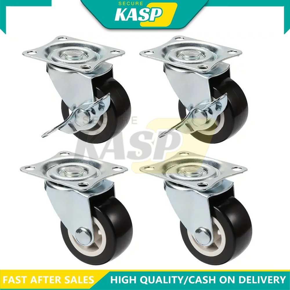 1'' - 3'' High Quality Rubber Caster Wheels Black Rotate 360 Degrees ...