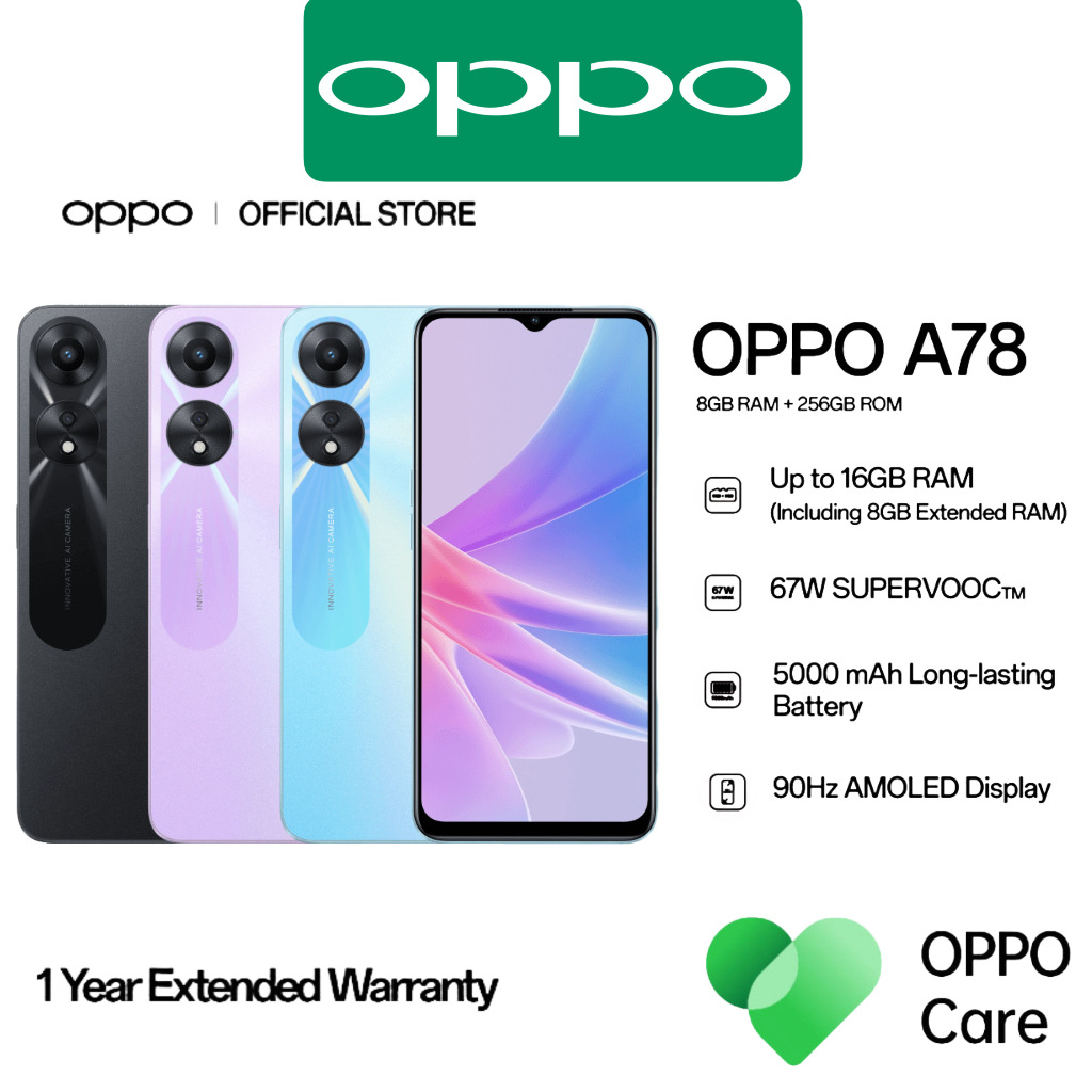 OPPO A78 Smartphone l 8GB RAM + 256GB ROM | 67W SUPERVOOC | 5000mAh ...