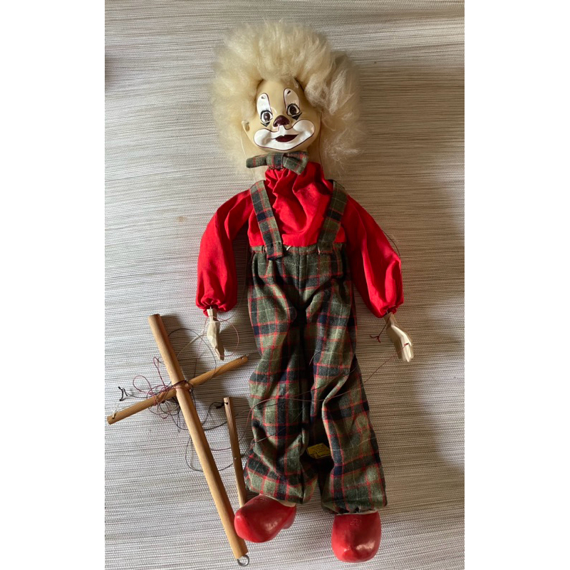 Vintage Swiss Made Clown Porcalain Doll Marionette Hanging Puppet Doll ...