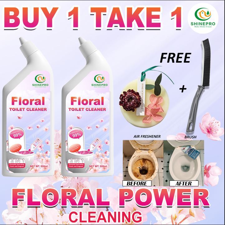 Shine Pro Floral Toilet Cleaner( 1 Air Freshener + 1 Brush) Cleaning ...