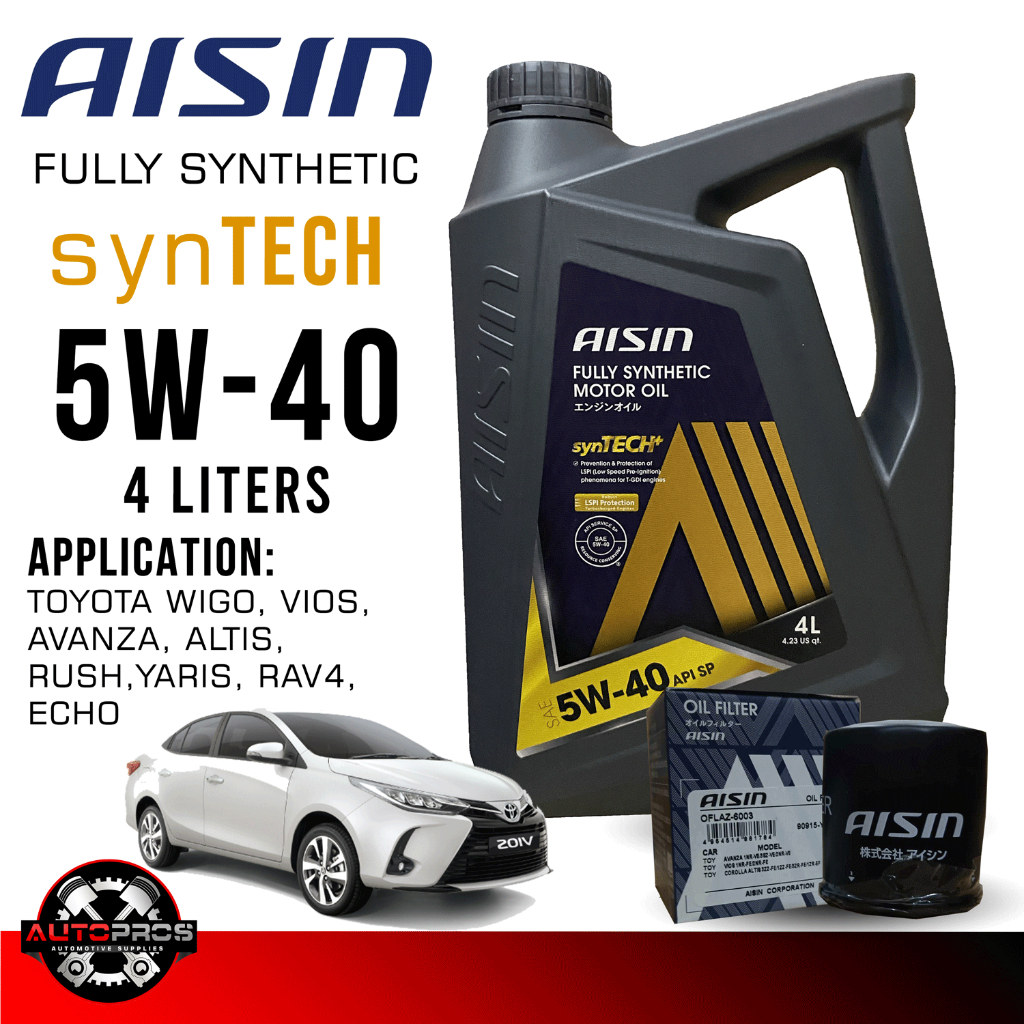 AISIN 5W-40 synTECH+ Fully Synthetic Engine Oil 4 Liters ( Gallon Size ...