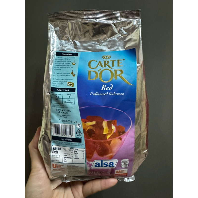 1Kg Carte D'Or Crystal RED Unflavored Alsa Gulaman Alsa 10 Servings ...