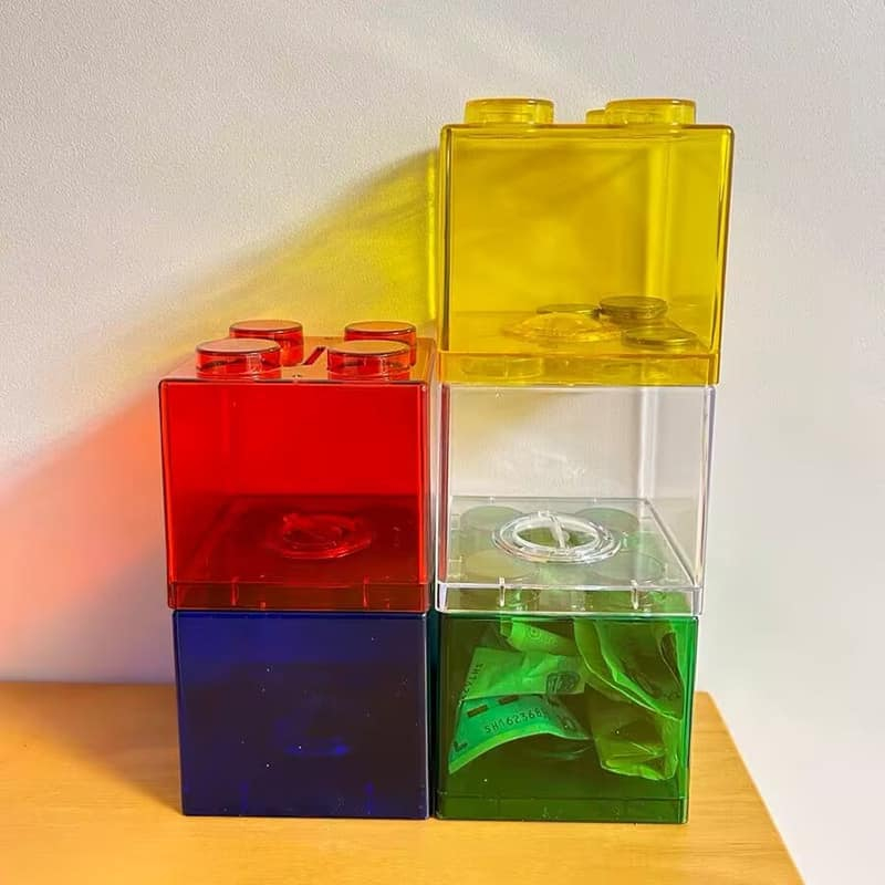 1pcs Transparent Alkansya Blocks Shape Coin Box Money Bank Stackable ...