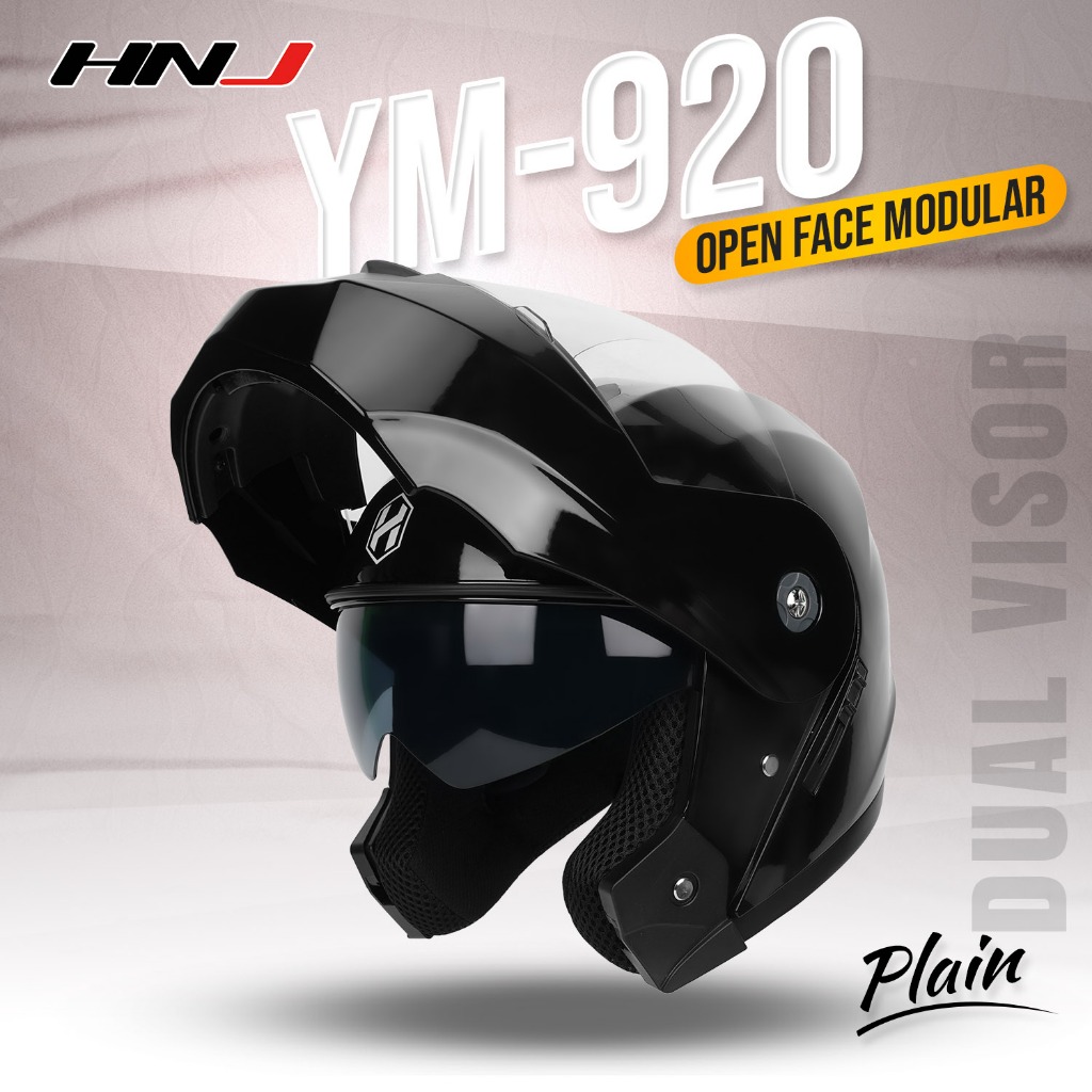 HNJ YM-920 Modular helmet for motorcycles Plain Color (Dual Visor ...