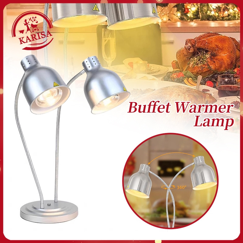 Commercial Buffet Warmer Lamp Double Head Food Heat Lamp with Bulb ...