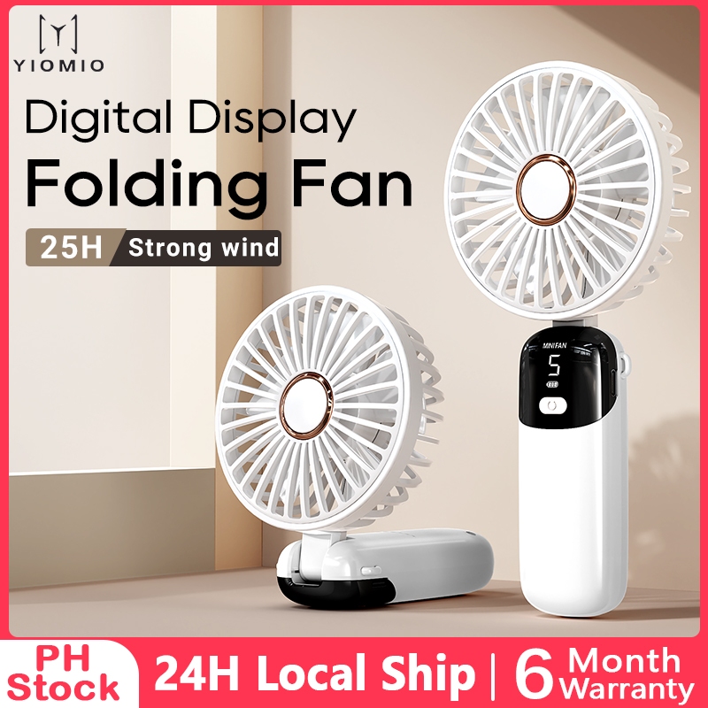 YIOMIO Mini Fan Portable Fan USB Rechargeable Foldable Fan LED Digital ...