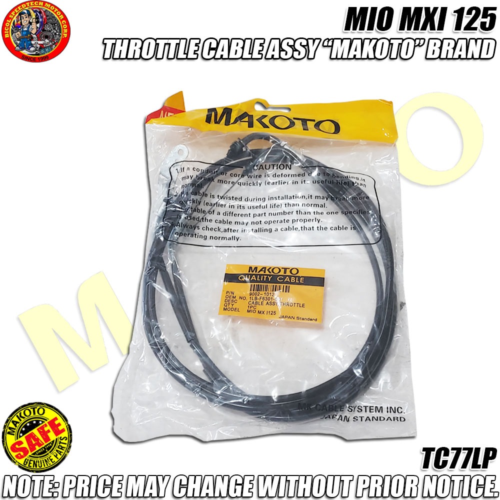 MIO MXI 125 THROTTLE CABLE ASSY "MAKOTO" BRAND (TC77LP) | Shopee ...