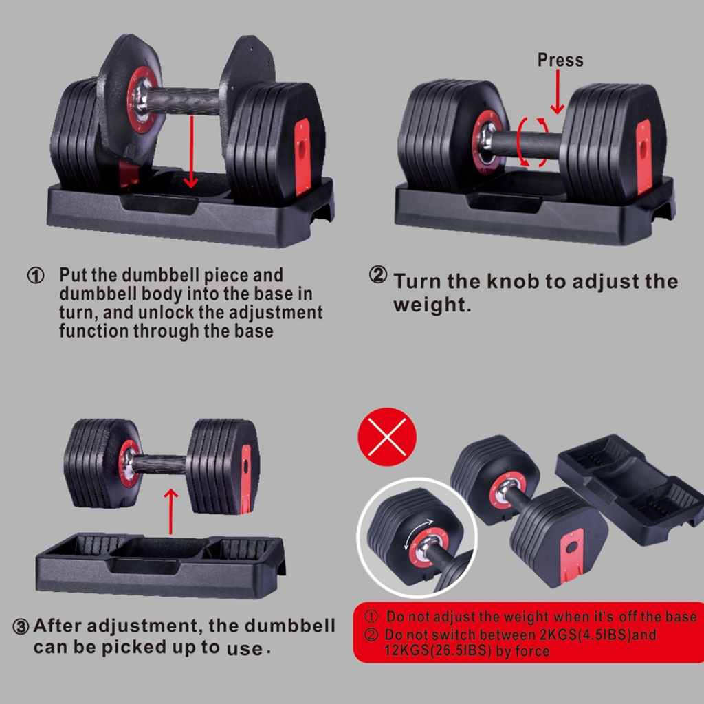 Per Pc Adjustable Dumbbell 12kg / 26.5Lbs With 6 Different 2Kg ...
